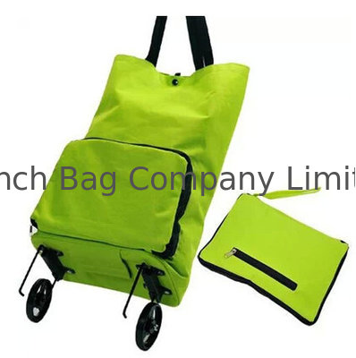 Foldable 600D Polyester Fabric Folding Shopping Trolley Bag Accept OEM Colors