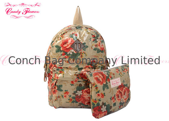 Fashionable PVC Waterproof Ladies Flower Print Backpack Floral school bag