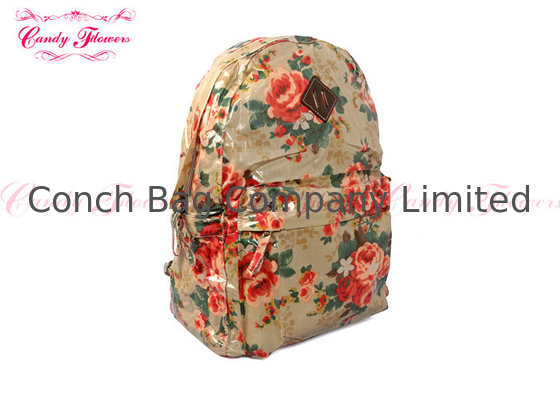Fashionable PVC Waterproof Ladies Flower Print Backpack Floral school bag