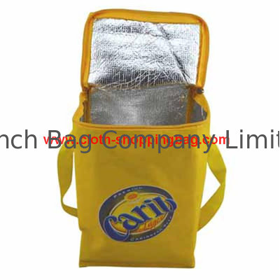 Yellow large built lunch bag for travel office , insulated cooler bag