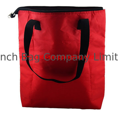 Red foldable built lunch bag with shoulder strap 600D oxford