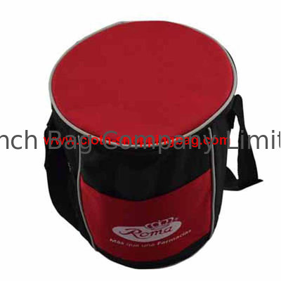 Cylindrical black / red large reusable built lunch bag for office lunch