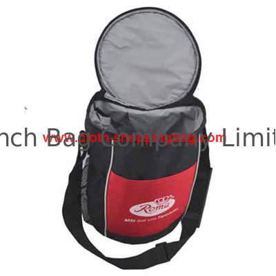 Cylindrical black / red large reusable built lunch bag for office lunch