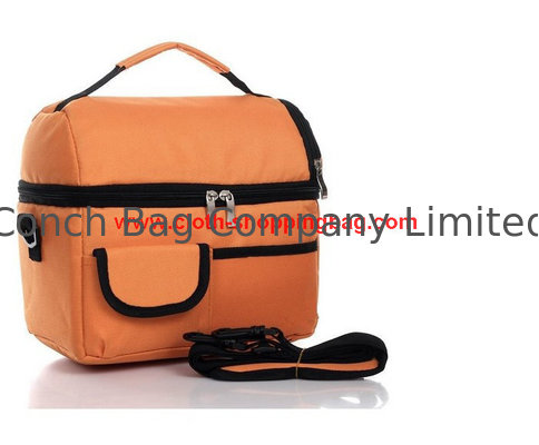 Insulated polyester lunch bag , orange built lunch bags for kids
