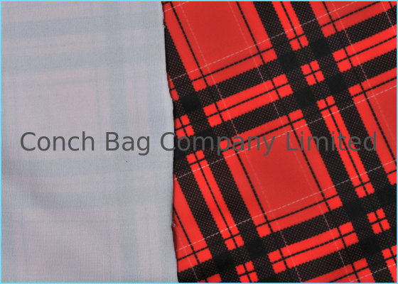 Red And Black Plaid Fabric / Warp Knitted Printed Spandex Fabric  1.5m*220gsm