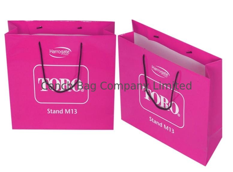 Laminated Gift Recycled Paper Bags with Crushing Surface , Red