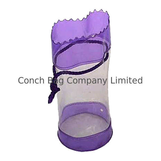 Custom Purple Clear PVC Bags With Drawstring For Cosmetic Packaging