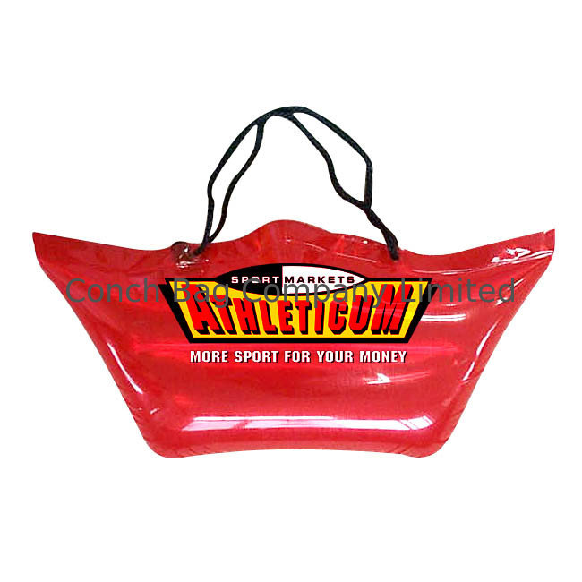 Customized Red Clear PVC Bags With Handle For Women