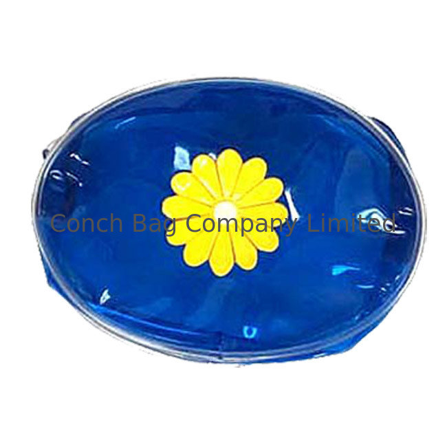 Recyclable Blue Clear PVC Bags For Lady , Flocking Makeup Bag