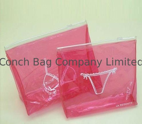 Red Small Clear PVC Bags With Zip Lock For Makeup Product