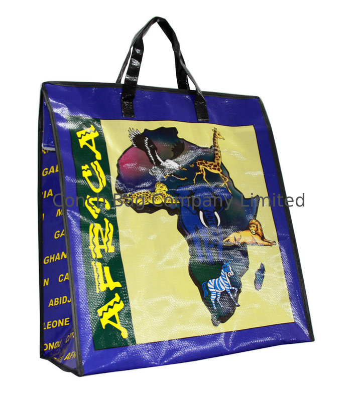 Africa Map PP Woven Shopping Bags Black Edge 4c Printing