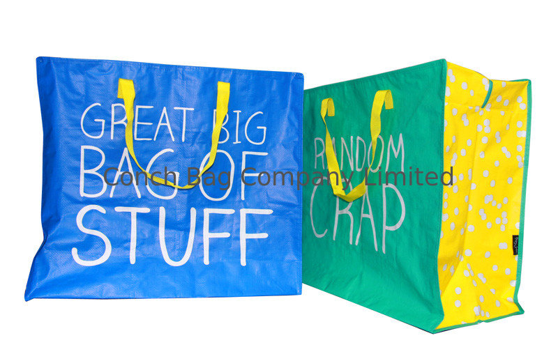 Portable 120gsm PP Woven Shopping Bags Full Zipper