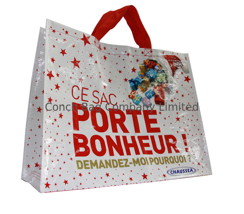 Custom PP Woven Shopping Bags Silk-screen 120gsm