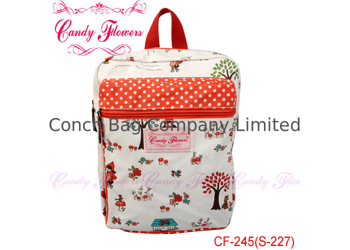 Customized Kids / Girl school backpacks flowery rucksack in White Red