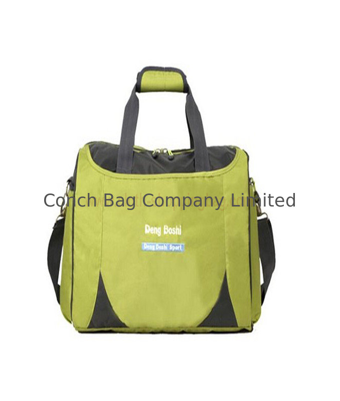Green durable sports men nylon shoulder gym bag large with zipper