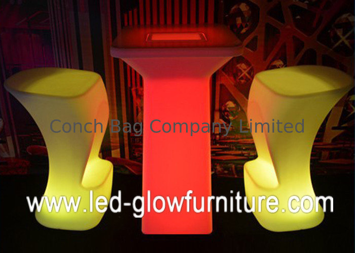 Modern Glowing LED Bar Chair / Stools , Polyethylene plastic illuminated cocktail table