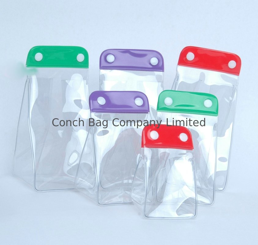 Promotion Clear PVC Packaging bags with buttons , personalized cosmetic bags
