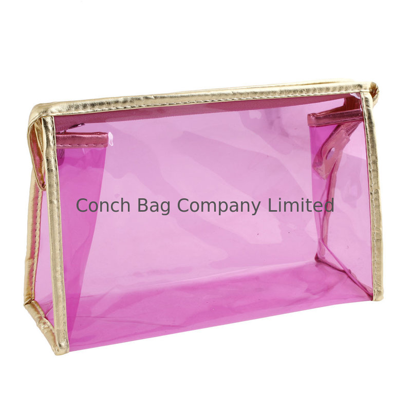  Clear Purple PVC Zipper Bank Bags Cosmetic Bag Makeup Case Toiletries Holder