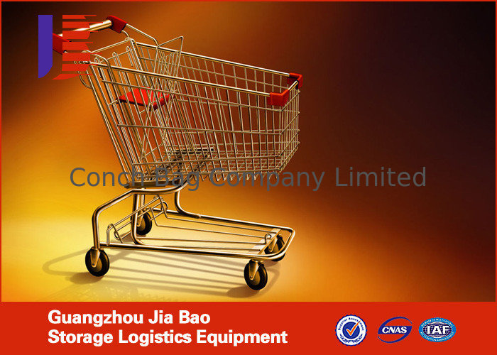 European Style Retail Supermarket Shopping Carts , Zinc Metal Trolleys