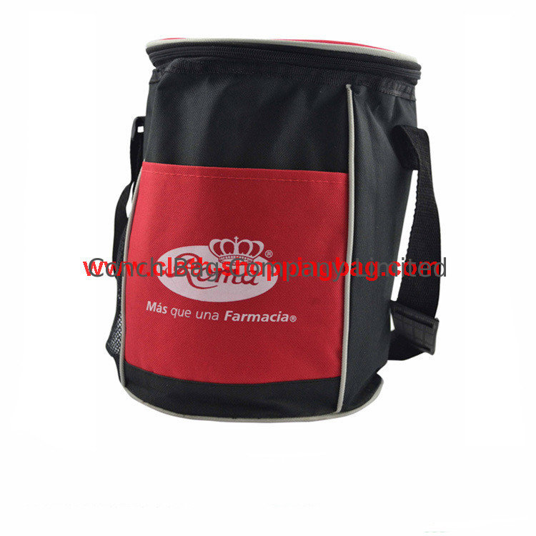 Cylindrical black / red large reusable built lunch bag for office lunch