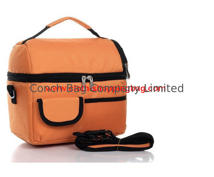 Insulated polyester lunch bag , orange built lunch bags for kids