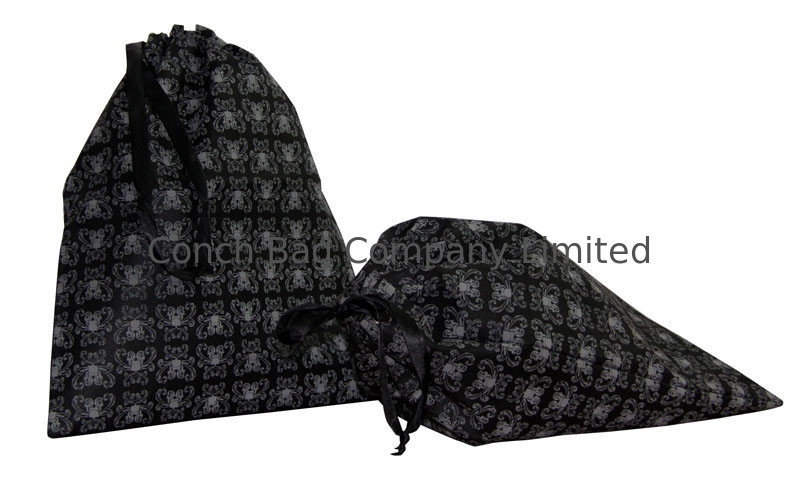 Black Eyelet Reusable Carrier Bags Non Woven Fabric