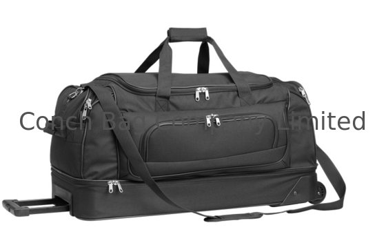 Eco - friendly Double Decker 600D sports Trolley Bags , Front Zippered Pocket