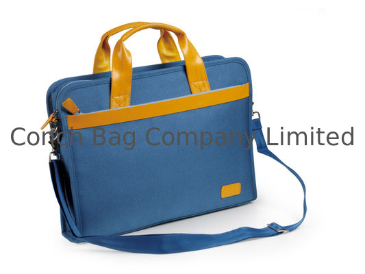 Fashion Blue Nylon Bag with Leather Handles for Laptop / Notebook