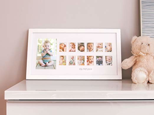 Baby first 12 months picture frame for DIY handprint and footprint first 12 months photo frame