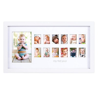 My first year baby photo frame for DIY handprint and footprint first 12 months photo frame