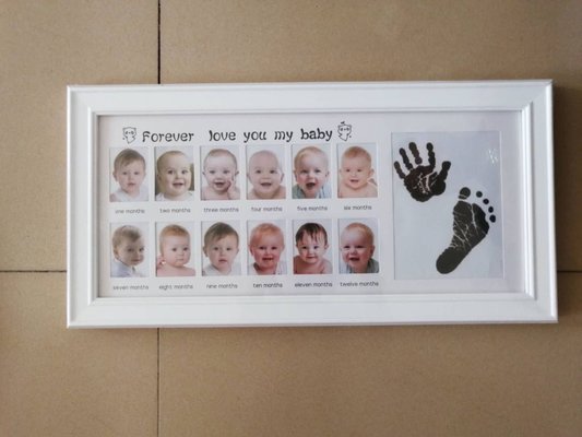 Newborn baby photo frame for DIY handprint and footprint baby monthly photo frame