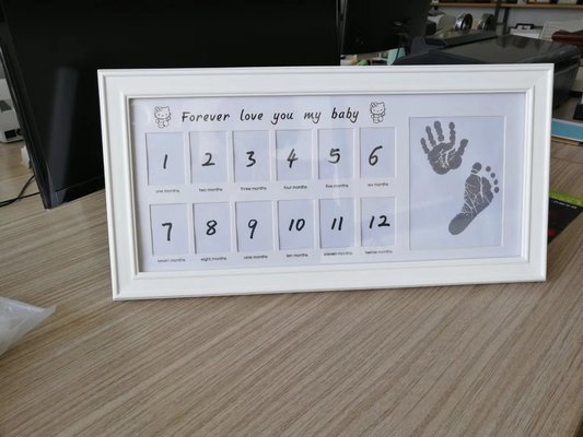 Newborn baby photo frame for DIY handprint and footprint baby monthly photo frame
