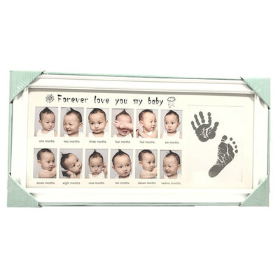 Baby first 12 months picture frame for DIY handprint and footprint molduras paraone keepsake photo frame