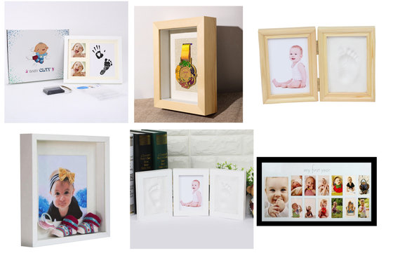 Baby first 12 months picture frame for DIY handprint and footprint molduras paraone keepsake photo frame