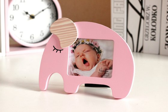 PU painted ECO-friendly MDF lovely elephant colorful pink home decor baby Picture photo frame