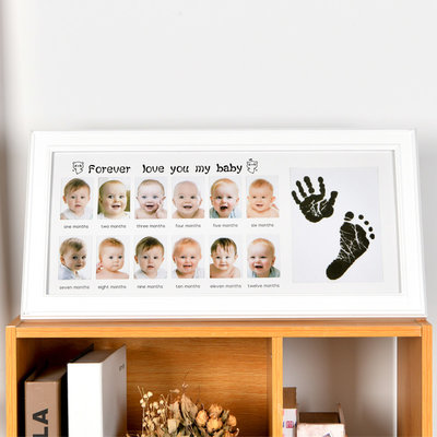 Baby Memorial Growing Picture Frame 1-12 Month Baby wooden Photo Frame Display Kids