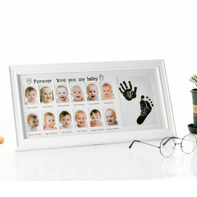 Baby Memorial Growing Picture Frame 1-12 Month Baby wooden Photo Frame Display Kids