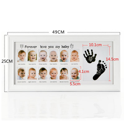 High quality PS shadow box 3d handprint baby hospital bracelet frame