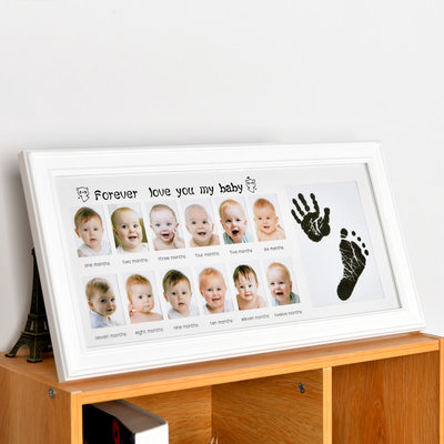 High quality PS shadow box 3d handprint baby hospital bracelet frame