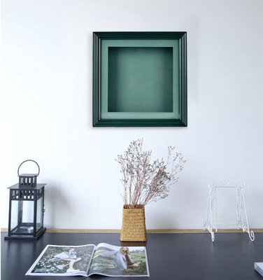 23*23 3D Wall Mounted White Green Square baby keepsake shadow box frame marcos 3d 23*23 3D Wall Mounted White Green Squa