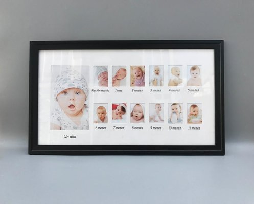 Baby 12 month photo frame, One year old baby record frame, 25x45cm mat frame