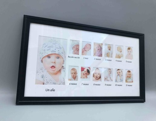 Baby 12 month photo frame, One year old baby record frame, 25x45cm mat frame