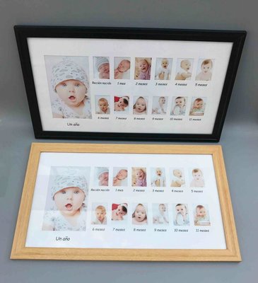 Baby 12 month photo frame, One year old baby record frame, 25x45cm mat frame