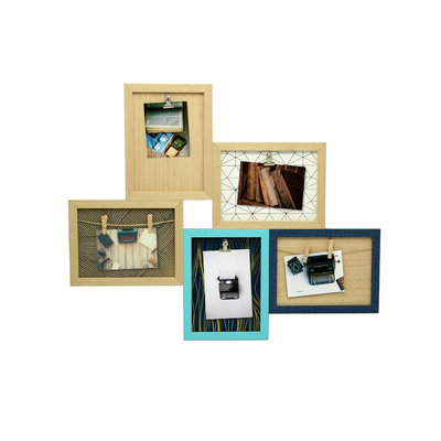 Creative Frame with Clips for 3 Photos Family Multi Photos Frames Collage Easy Quick Change Photo Collage Hang on Wall o