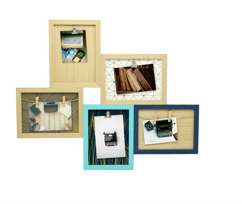 Creative Frame with Clips for 3 Photos Family Multi Photos Frames Collage Easy Quick Change Photo Collage Hang on Wall o