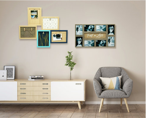Creative Frame with Clips for 3 Photos Family Multi Photos Frames Collage Easy Quick Change Photo Collage Hang on Wall o