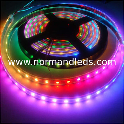 Addressable 5m 60LEDs/m DC5V WS2813 RGB led pixel strip,waterproof in silicon tube,with 60pixels/M;RGB full color