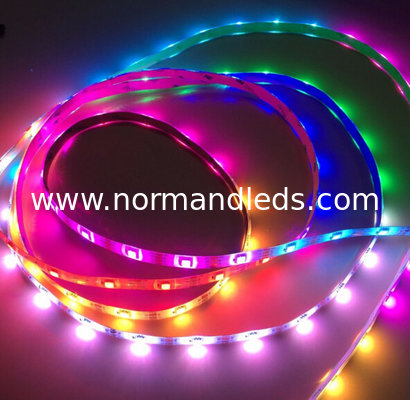 Addressable 5m 30LEDs/m DC5V WS2813 RGB led pixel strip,waterproof by silicon coating;IP65,with 30pixels/M;WHITE PCB