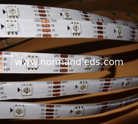 Addressable 5m 30LEDs/m DC5V WS2813 RGB led pixel strip,waterproof by silicon coating;IP65,with 30pixels/M;WHITE PCB