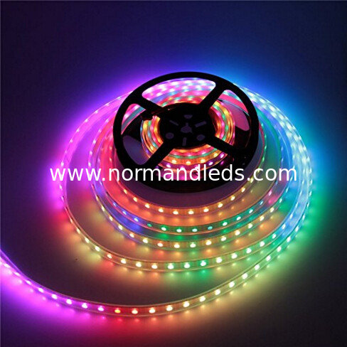 Addressable 5m 60LEDs/m DC5V WS2813 RGB led pixel strip,waterproof in silicon tube,with 60pixels/M;RGB full color